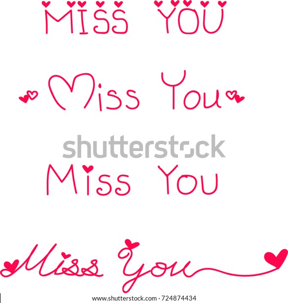 Vector Miss You Hand Writing Red Stock Vector (Royalty Free) 724874434 ...