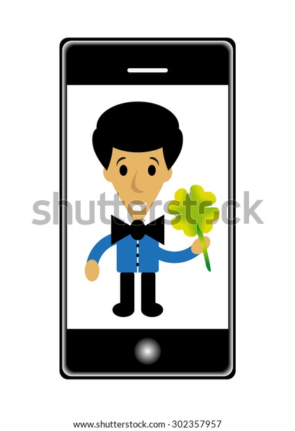 Vector Mobile Phone Clover Man Good Stock Vector (Royalty Free) 302357957