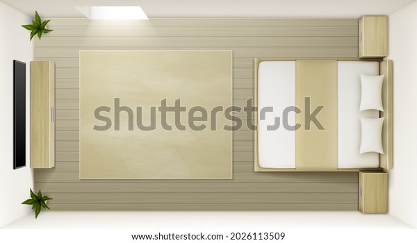 Vector Modern Bedroom Interior Top View Stock Vector (Royalty Free ...