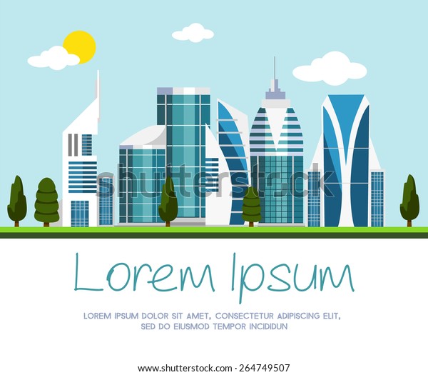 Vector Modern City Illustration Stock Vector (Royalty Free) 264749507 ...