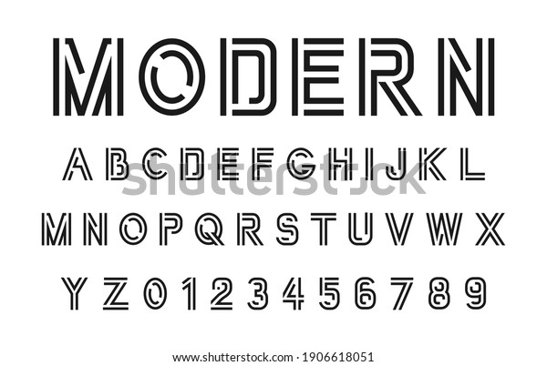 Vector Modern Font Alphabet Numbers Stock Vector (Royalty Free) 1906618051