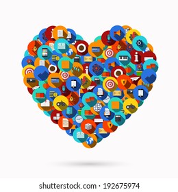 Colored Heart Hand Print Icons Vector Stock Vector (Royalty Free ...