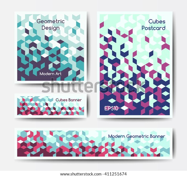 Vector Modern Polygonal Templates Colorful Isometric Stock Vector ...