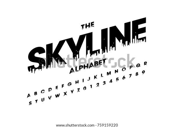Vector Modern Skyline Font Alphabet Stock Vector (Royalty Free) 759159220