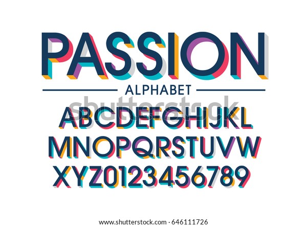 Vector Modern Stylized Colorful Font Alphabet Stock Vector (Royalty ...