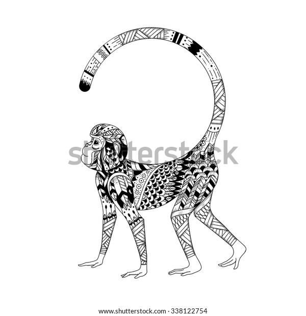 Vector Monkey Style Zentangl Graphic Illustration Stock Vector (Royalty ...
