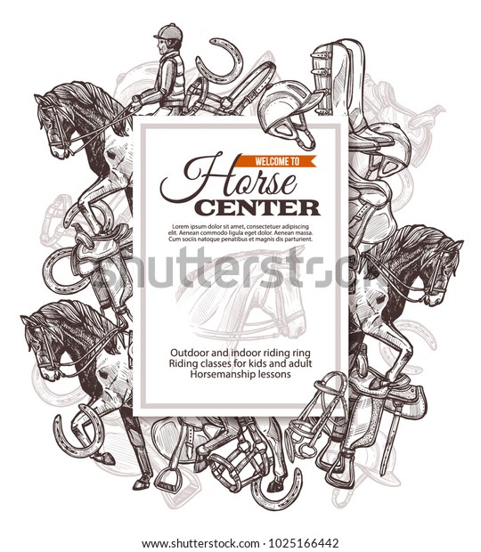 Vector Monochrome Background Horse Riding Poster Stock Vector (Royalty ...