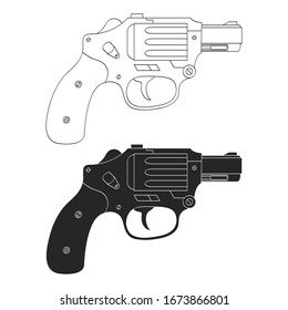 Vector Monochrome Icon Revolver Stock Vector (Royalty Free) 1672362154
