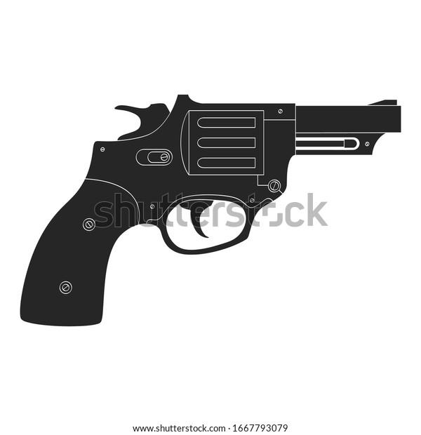 Vector Monochrome Icon Revolver Stock Vector (Royalty Free) 1667793079 ...
