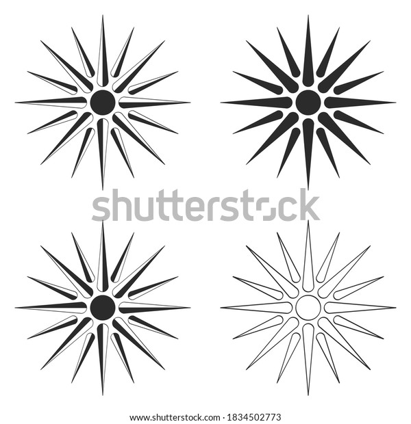Vector Monochrome Icon Set Ancient Solar Stock Vector (Royalty Free ...