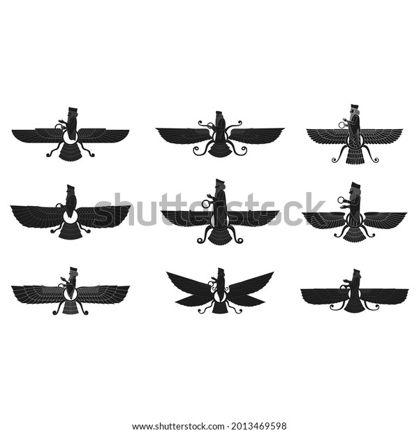 Vector Monochrome Icon Set Ancient Sumerian Stock Vector (Royalty Free ...