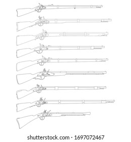 Vector Monochrome Icon Set Antique Rifles Stock Vector (Royalty Free ...