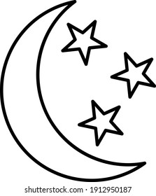 Vector Moon Stars Outline Icon Design Stock Vector (Royalty Free ...
