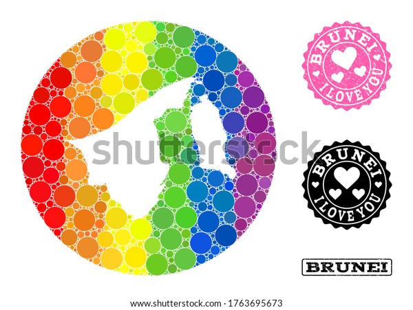 Vector Mosaic Lgbt Map Brunei Circle Stock Vector (Royalty Free ...