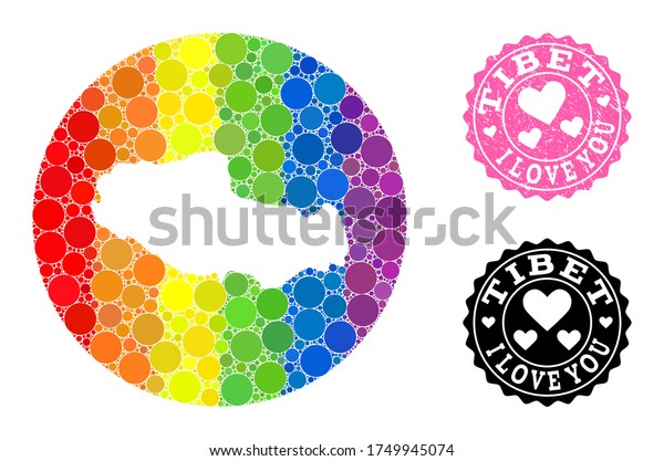 Vector Mosaic Lgbt Map Tibet Round Stock Vector (Royalty Free ...