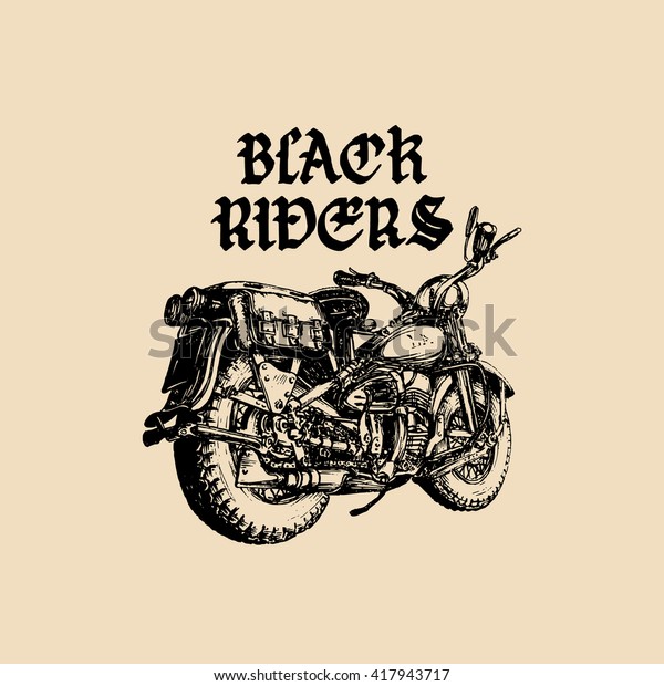 Vector Motorcycle Sketch Gothic Handwritten Lettering Stock Vector ...