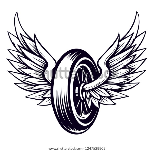 Vector Motorcycle Wheel Wings Isolated On Stock Vector (Royalty Free ...