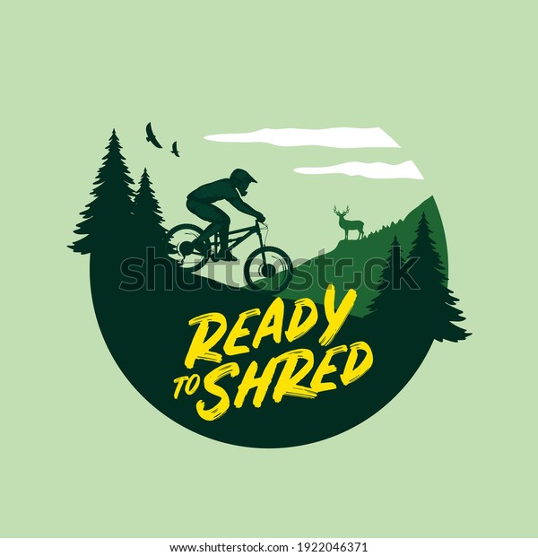 Vector Mountain Biking Illustration Rider Mountains Stock Vector ...