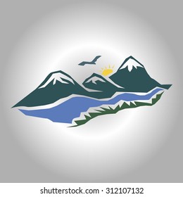 Vector Mountains Green Valley Stock Vector (Royalty Free) 318244442