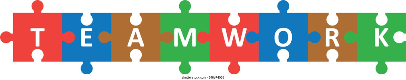 Vector Multicolored Jigsaw Puzzle Forming Teamwork Stock Vector ...