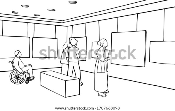 Vector Museum Contemoarary Art Outline Style Stock Vector (Royalty Free ...