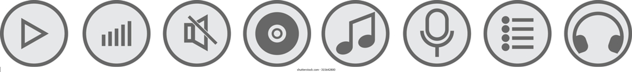 Vector Music Button Icons Stock Vector (Royalty Free) 315642800 ...