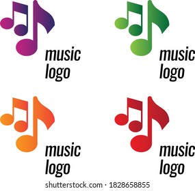 Vektor Stok Vector Music Logo Color Gradient Notes (Tanpa Royalti ...