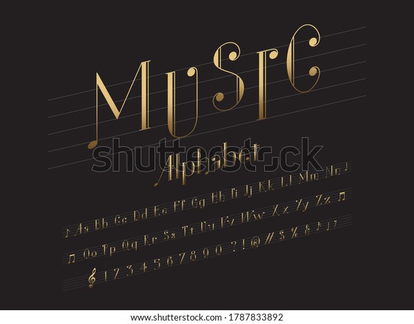 Vector Music Note Style Alphabet Design Stock Vector (Royalty Free ...