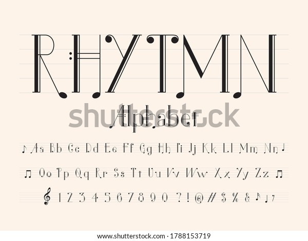 Vector Music Note Style Alphabet Design Stock Vector (Royalty Free ...