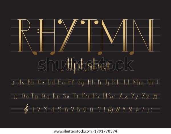Vector Music Note Style Alphabet Design Stock Vector (Royalty Free ...