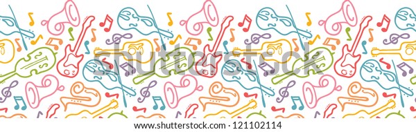 Vector Musical Instruments Horizontal Seamless Pattern: vector de stock ...