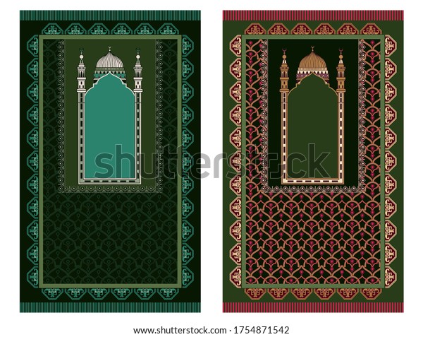 Vektor Stok Vector Muslim Prayer Rug Design Mat (Tanpa Royalti ...