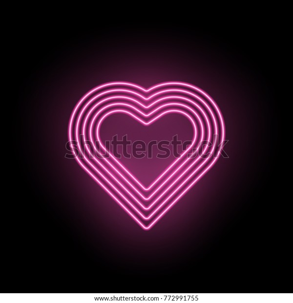 Vector Neon Heart. Silueta Neon de Corazón Rosa, formada por cinco ...