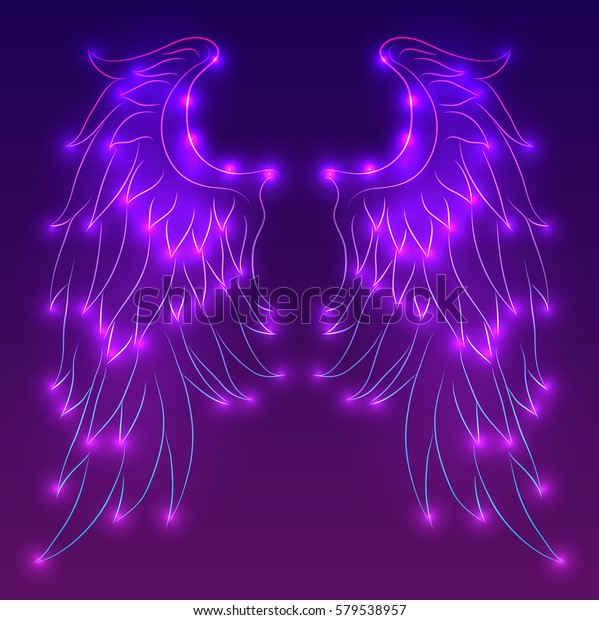 Vector Neon Illustration Angel Wings Sparks: vector de stock (libre de ...