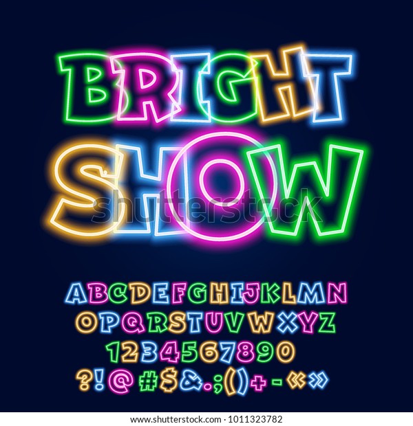 Vector Neon Poster Bright Show Set Stock Vector (Royalty Free ...