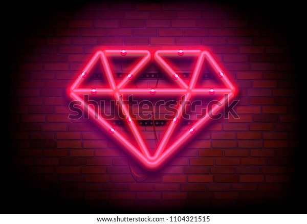 Vector Neon Sign Pink Diamond On Stock Vector (Royalty Free) 1104321515 ...