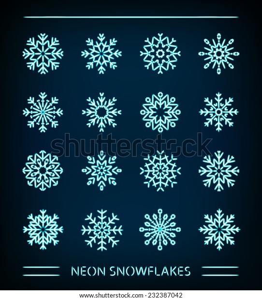 Vector Neon Snowflakes Stock Vector (Royalty Free) 232387042