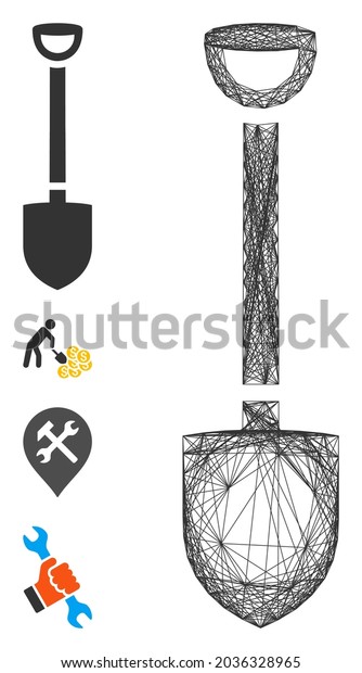 Vector Net Shovel Geometric Hatched Frame Stock Vector (Royalty Free ...