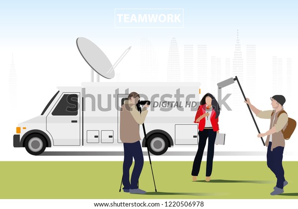 Vector News Anchor Teamwork On City: เวกเตอร์สต็อก (ปลอดค่าลิขสิทธิ์ ...