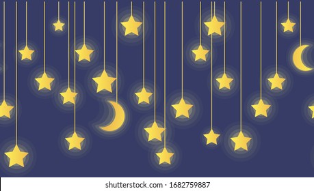 estrellas vectoriales nocturnas y luna colgando: vector de stock (libre ...