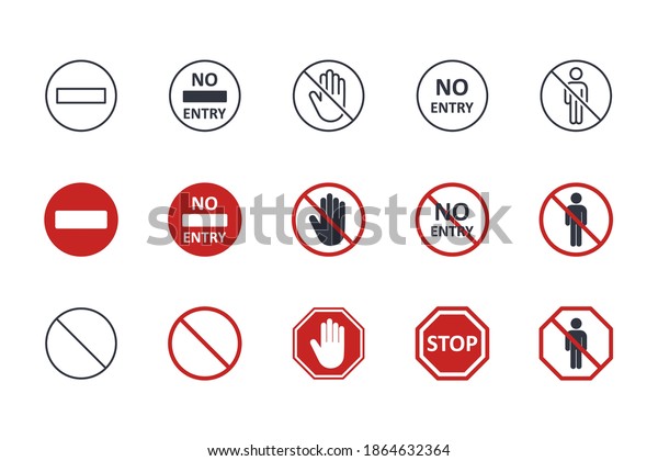 Vector No Entry Icons Black Red Stock Vector (Royalty Free) 1864632364 ...