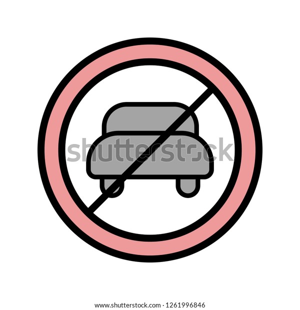 Vektor Stok Vector No Entry Motor Vehicle Icon (Tanpa Royalti ...