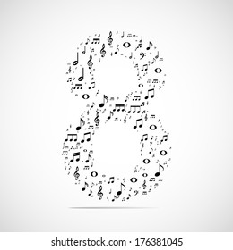 Vector Number Eight Made Music Notes: vector de stock (libre de ...