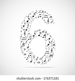 Vector Number Six Made Music Notes Stock Vector (Royalty Free) 176371181
