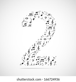 Vector Number Two Made Music Notes Stock Vector (Royalty Free ...