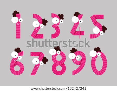 Vector Numbers Set Colorful Funny Numeral Stock Vector (Royalty Free ...