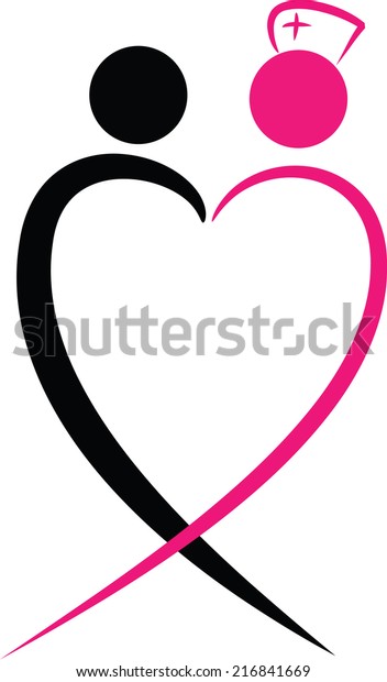 Vector Nurse Patient Icon Logo Sign Stock Vector (Royalty Free ...