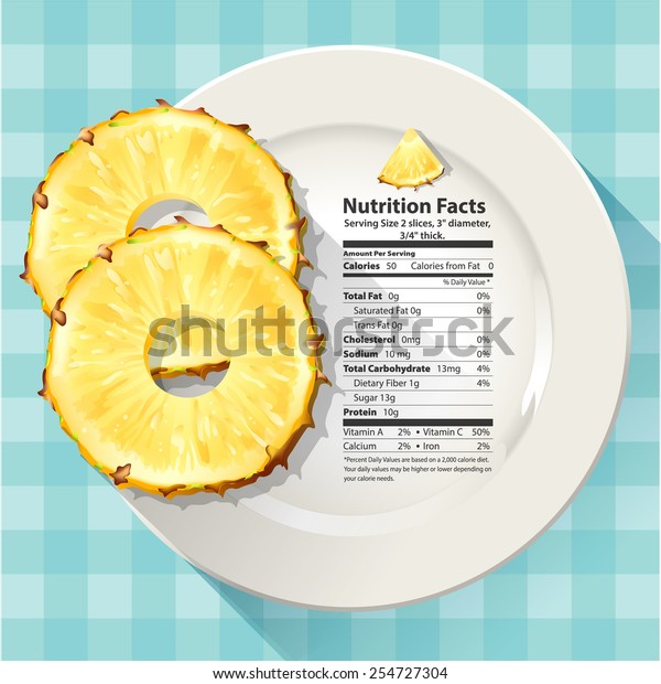 Vector Nutrition Facts Pineapple On White Stock Vector (Royalty Free ...