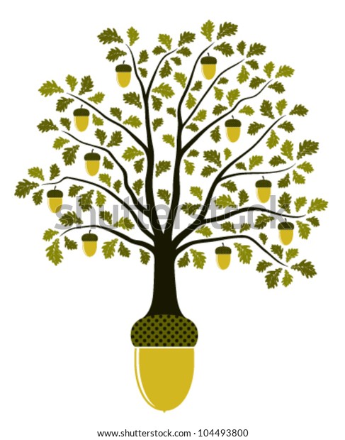Vector Oak Tree Growing Acorn On: เวกเตอร์สต็อก (ปลอดค่าลิขสิทธิ์ ...