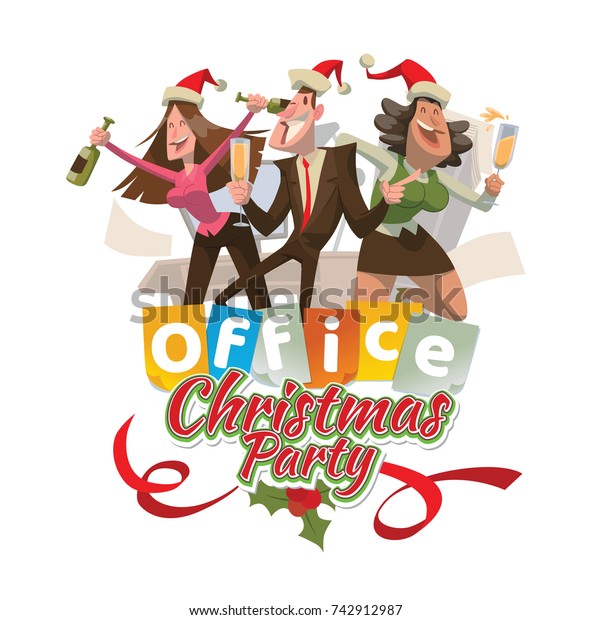 Vector Office Emblem Christmas Party Cartoon Stock Vector (Royalty Free ...